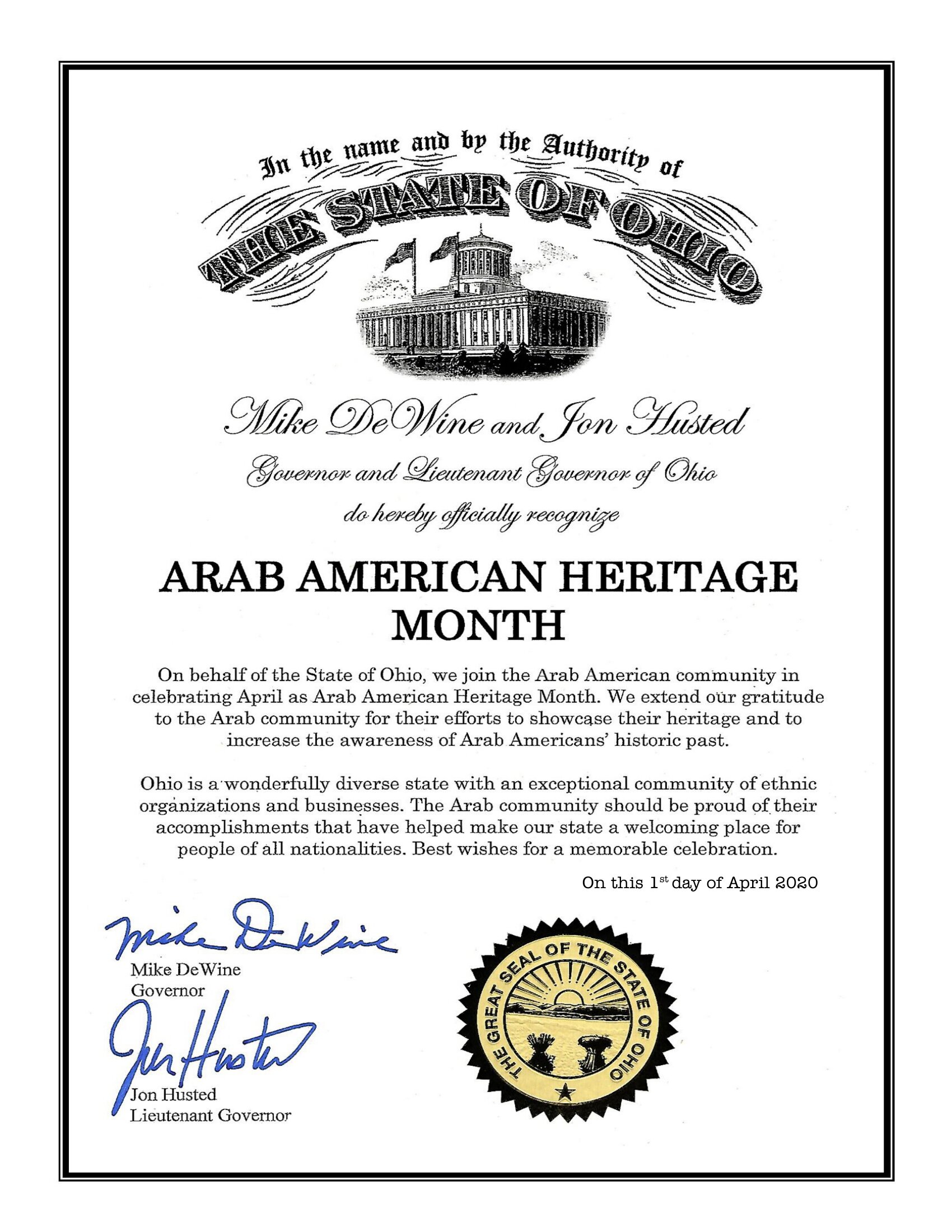 Governors Issue Proclamations for National Arab American Heritage Month