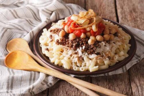 Koshary is the ultimate comfort and street food of Egypt