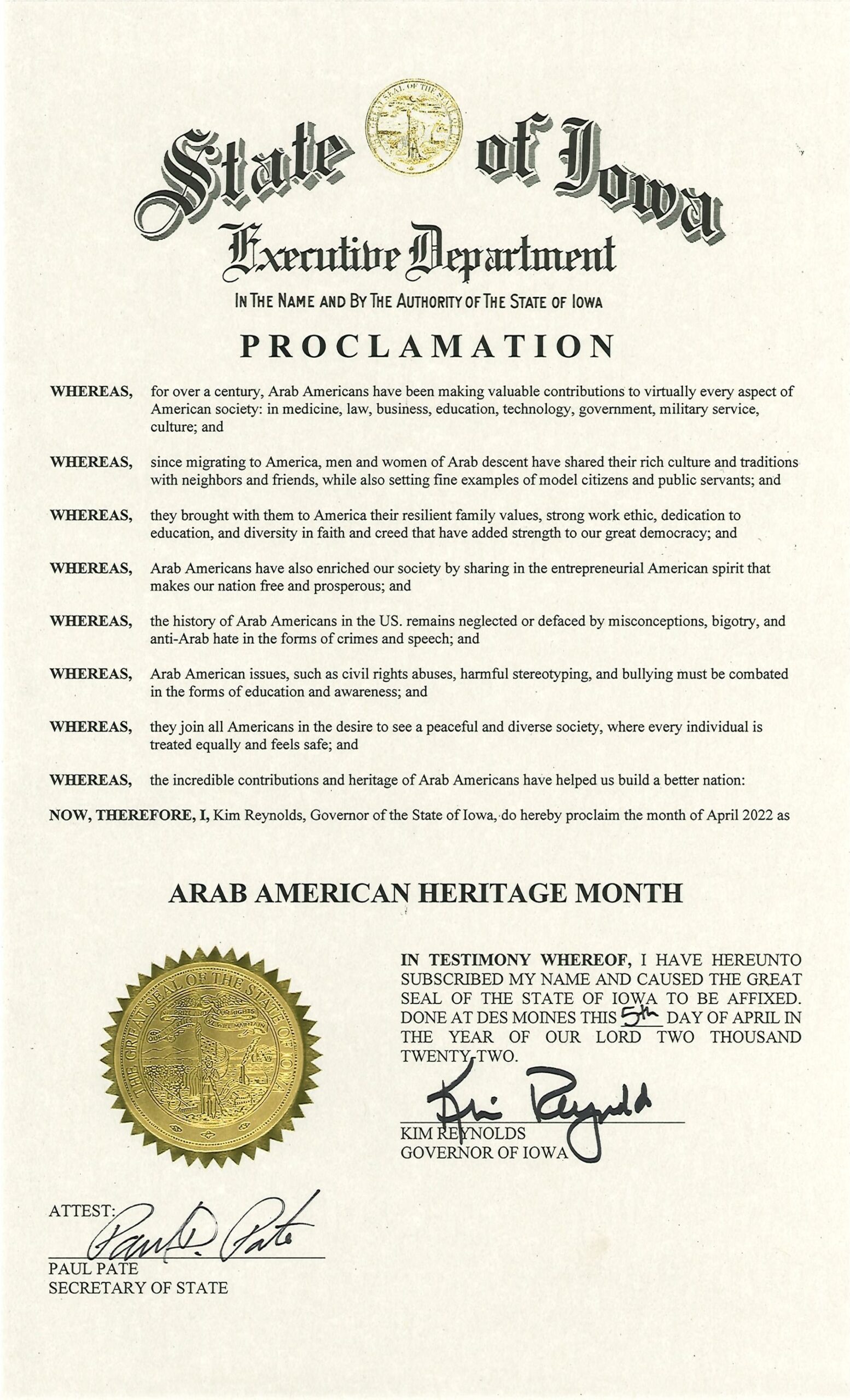 Proclamations and Resolutions Issued in Commemoration of National Arab ...