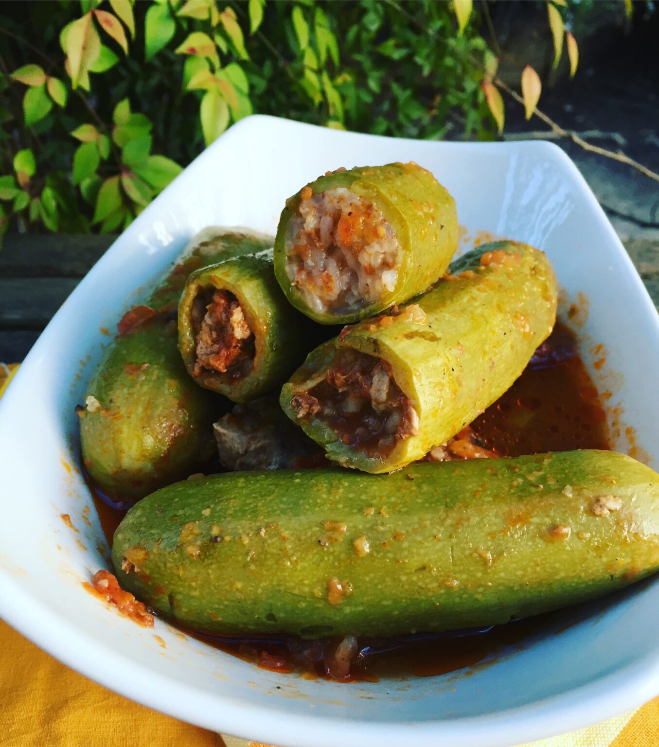 Kousa Mahshi- Summer Squash Stuffed with Lamb and Rice