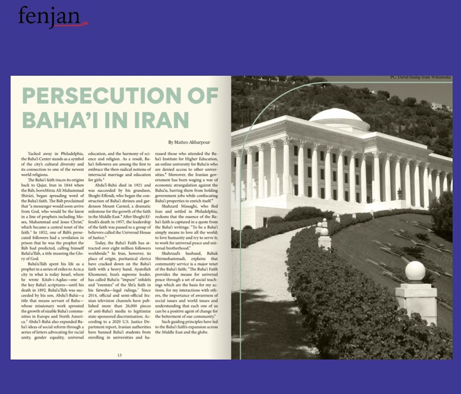 UPenn's MENA Magazine, Fenjan: Interview with Laila Shadid