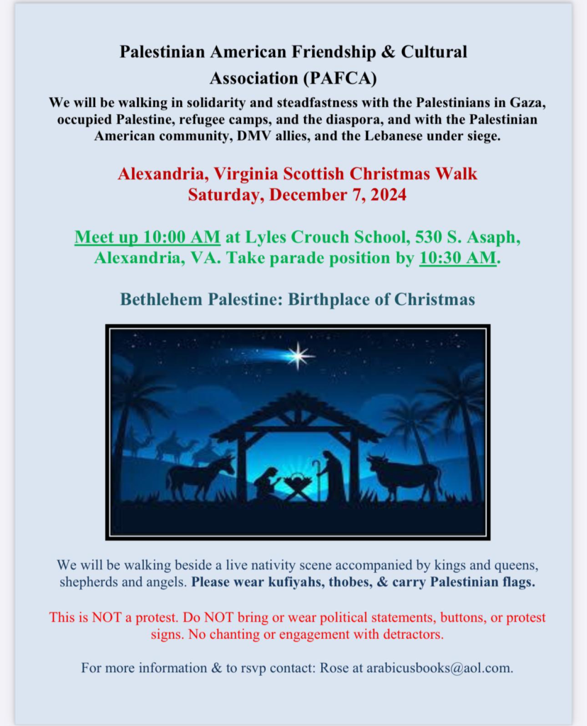 Palestinian American Friendship & Cultural Association (PAFCA) Scottish Christmas Walk - Event ...